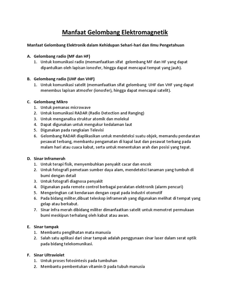 Manfaat Gelombang Elektromagnetik | PDF