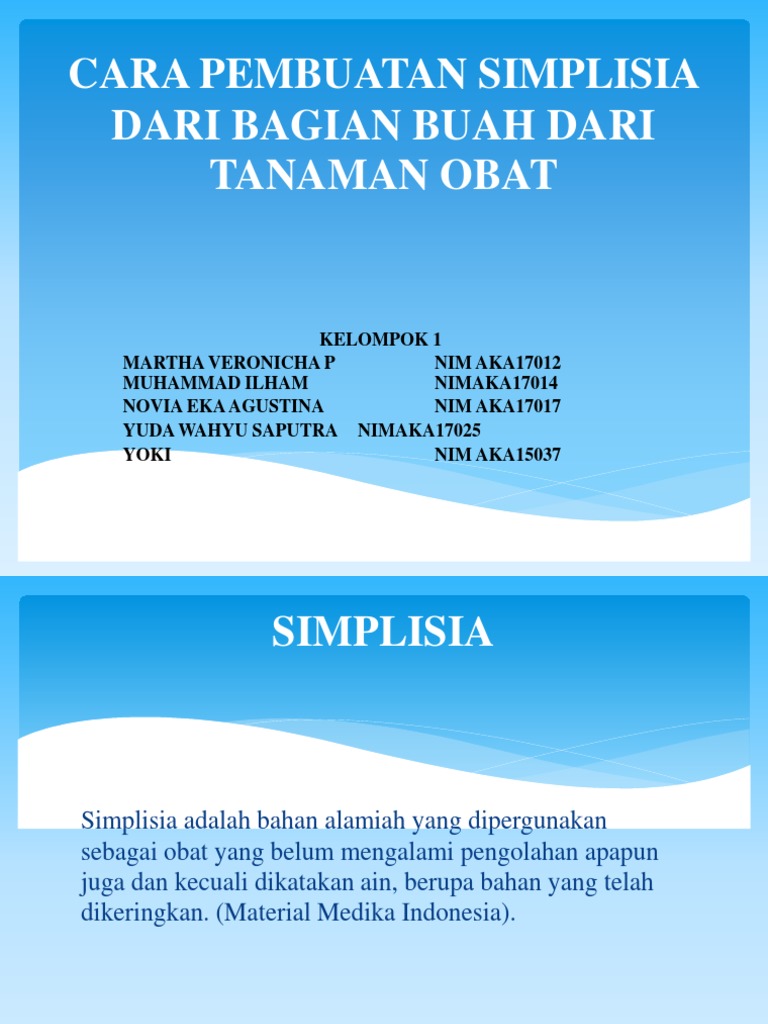 Cara Pembuatan Simplisia Dari Bagian Buah Dari Tanaman | PDF