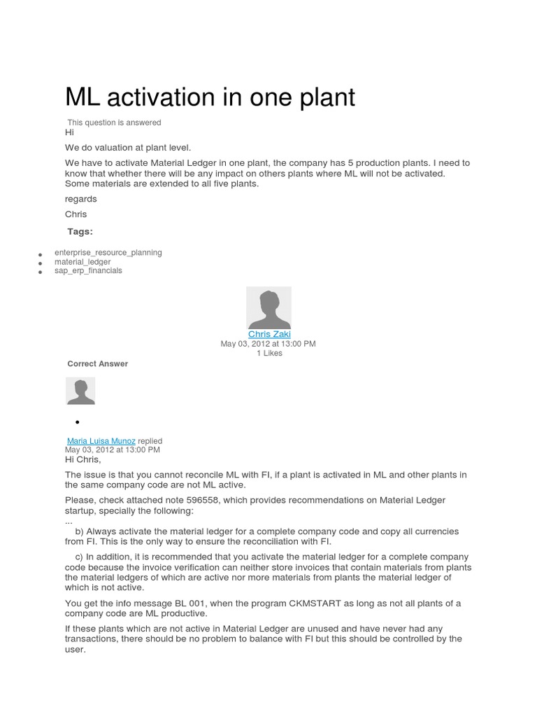 ML Activation in One Plant | PDF