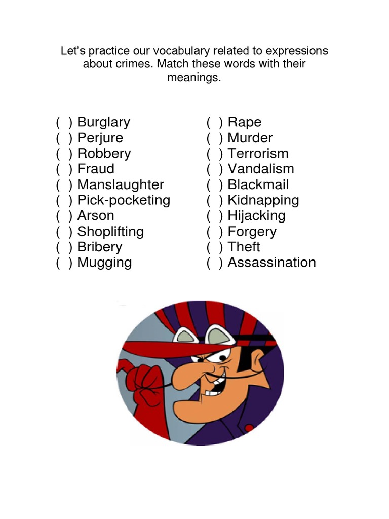 Crimes Vocabulary | PDF | Theft | Murder