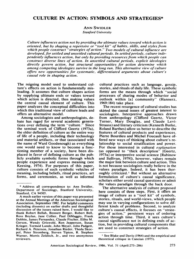 Culture as a Toolkit: Rethinking the Role of Culture in Shaping Human ...