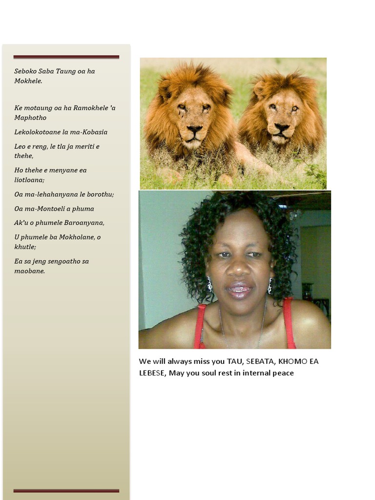 Seboko Saba Taung Oa Ha Ramokhele 2 | PDF