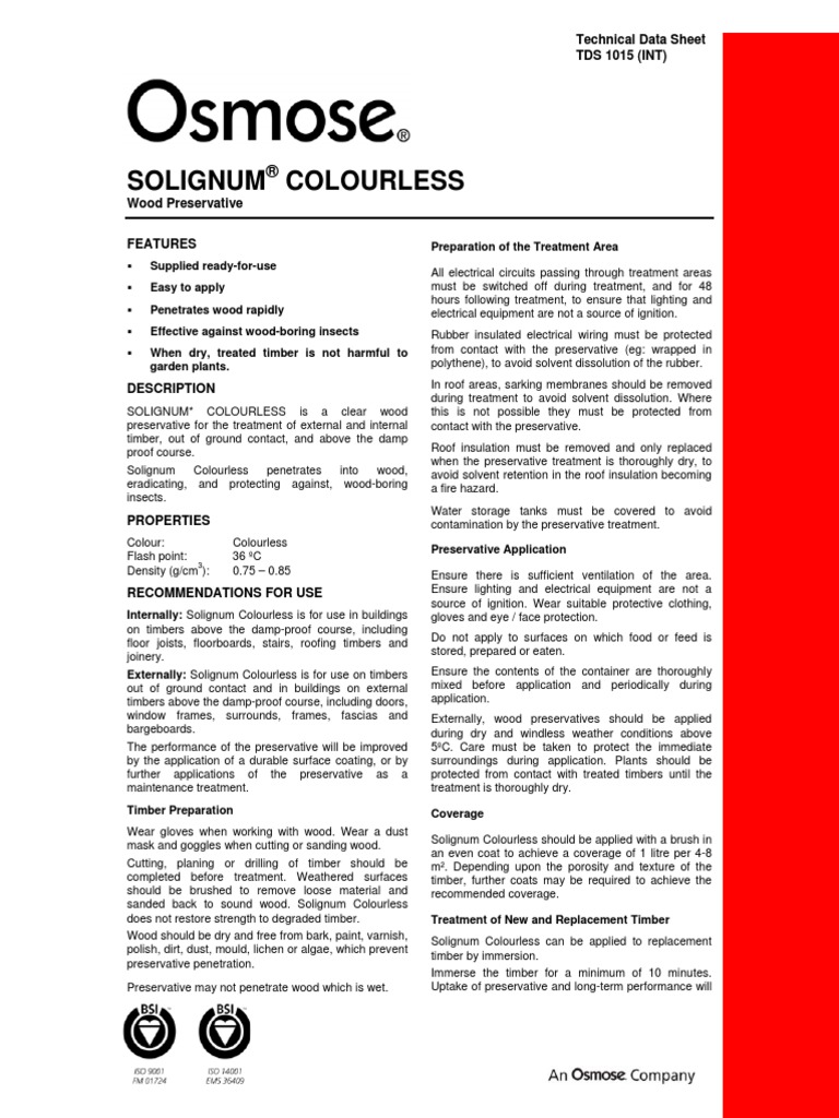 Solignum Colourless Wood Preservative | PDF | Lumber | Wood