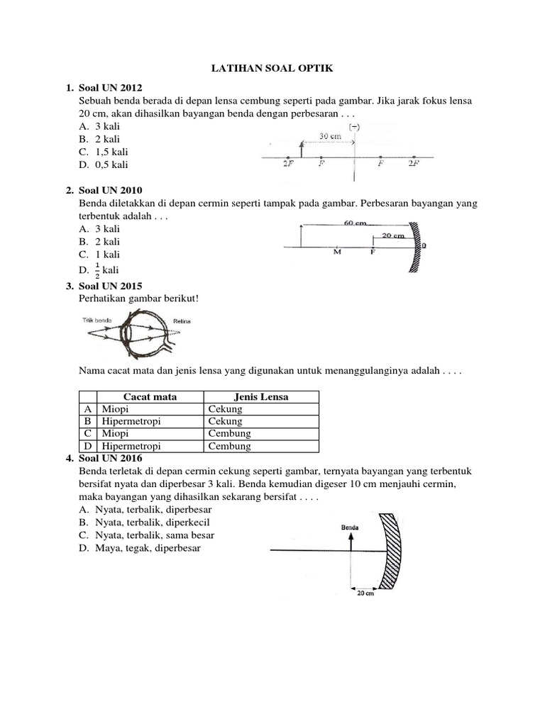 Latihan Soal Optik Kelas 8 | PDF