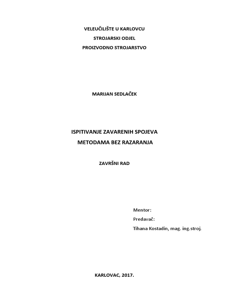 Ispitivanje Zavarenih Spojeva PDF | PDF