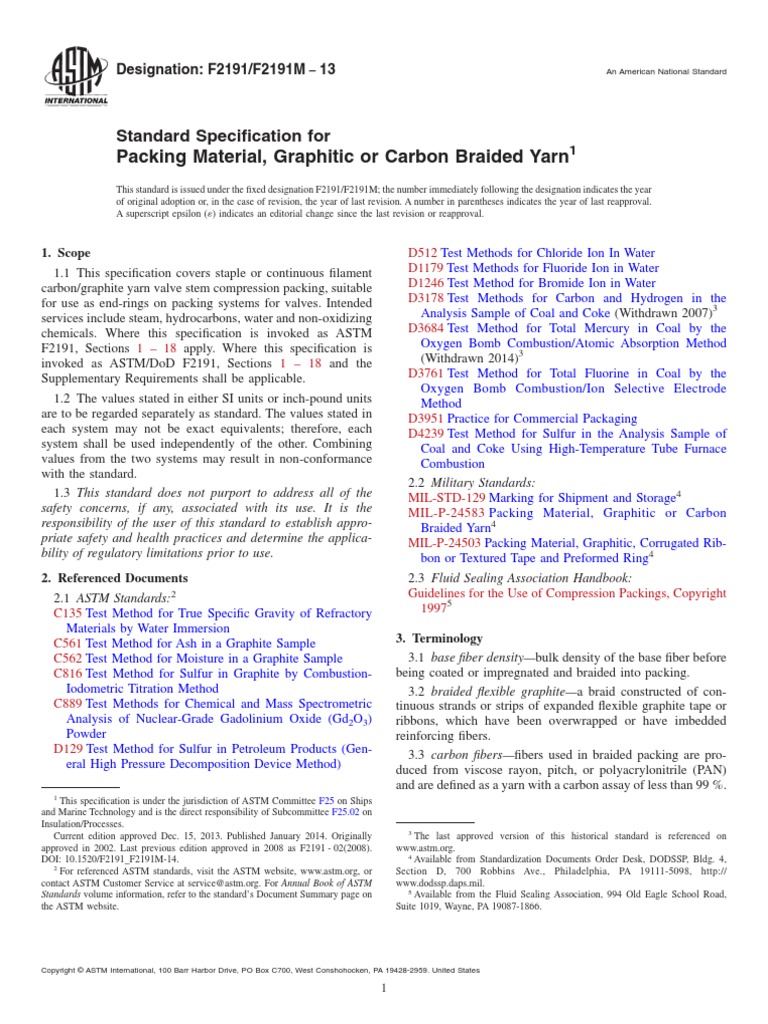 Astm F 2191 2013 (Latest) | PDF | Graphite | Fluorine