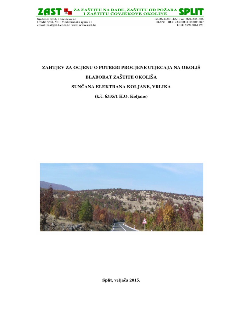 Koljani Elaborat Zastite Okolisa | PDF