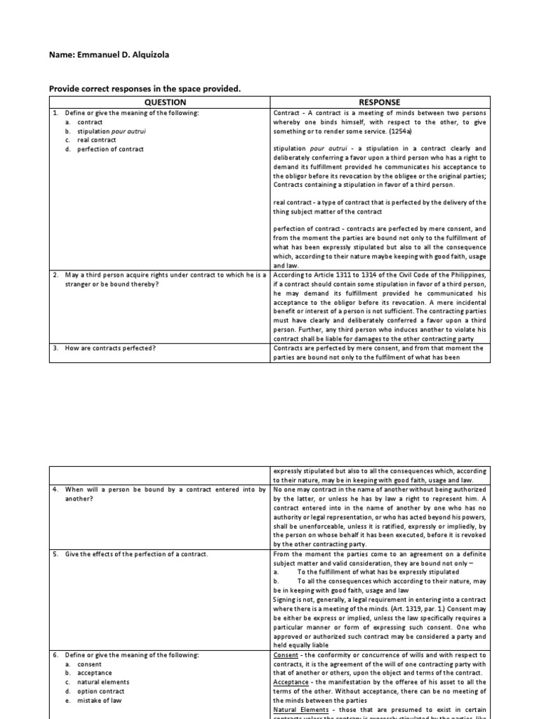 Contract Law Definitions and FAQs | PDF | Offer And Acceptance | Consent