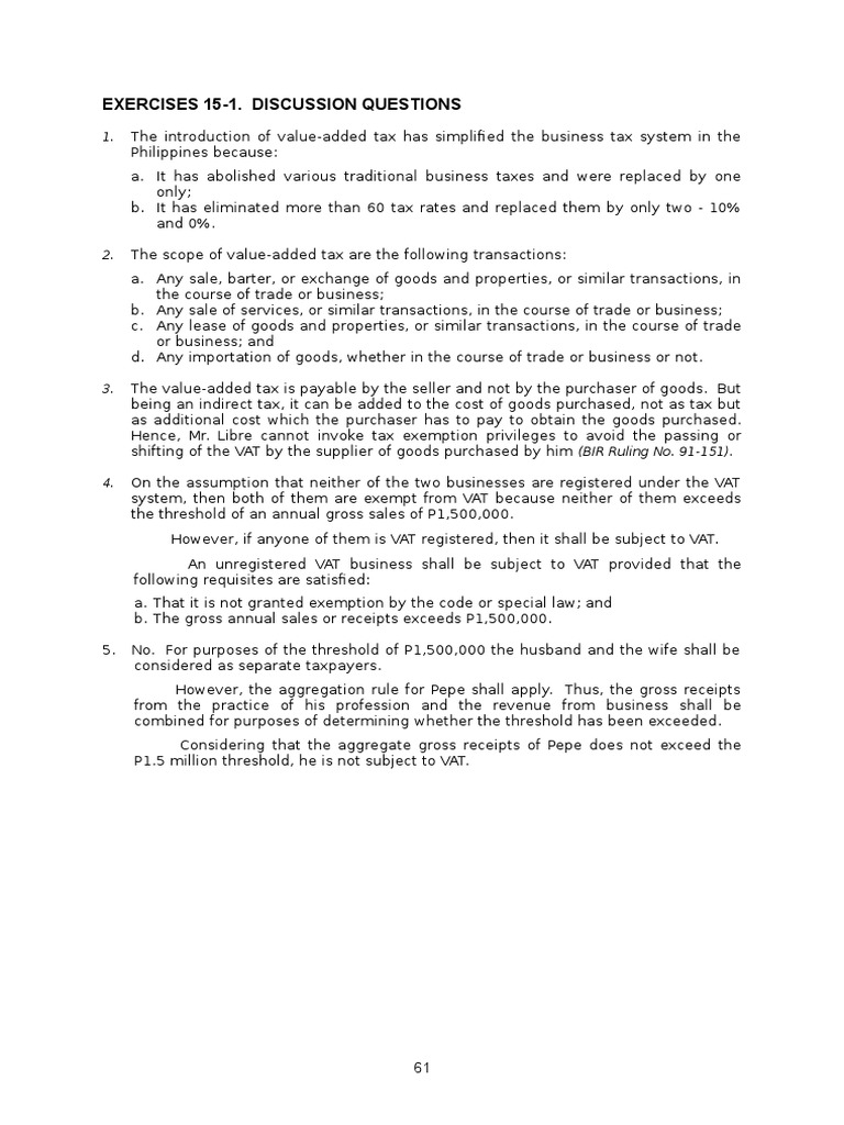 Exercises 15-1. Discussion Questions | PDF