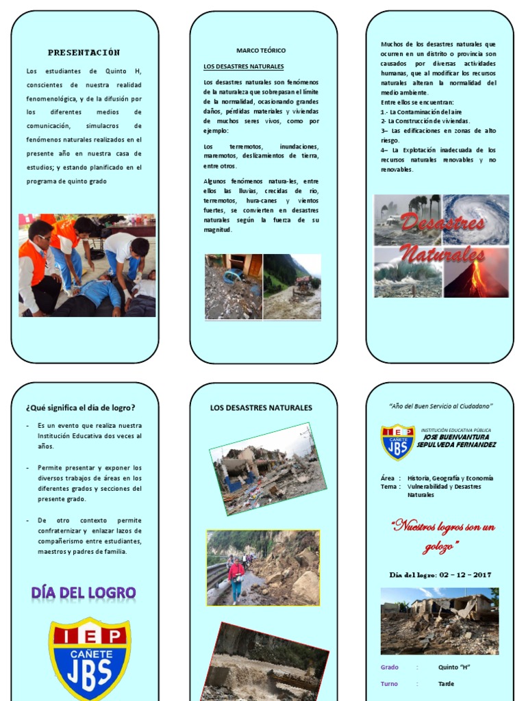 Triptico - Desastres | PDF | Desastres naturales | Ciencias de la Tierra Triptico - Desastres | PDF | Desastres naturales | Ciencias de la Tierra