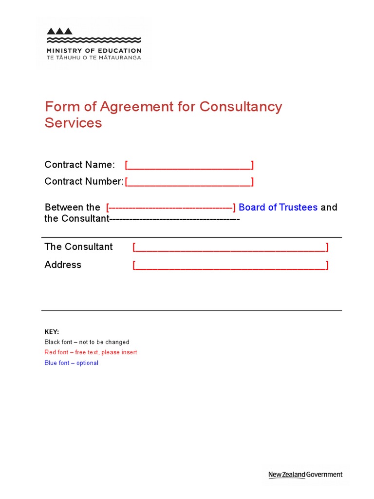 Form of Agreement For Consultancy Services | PDF | Pricing | Consultant