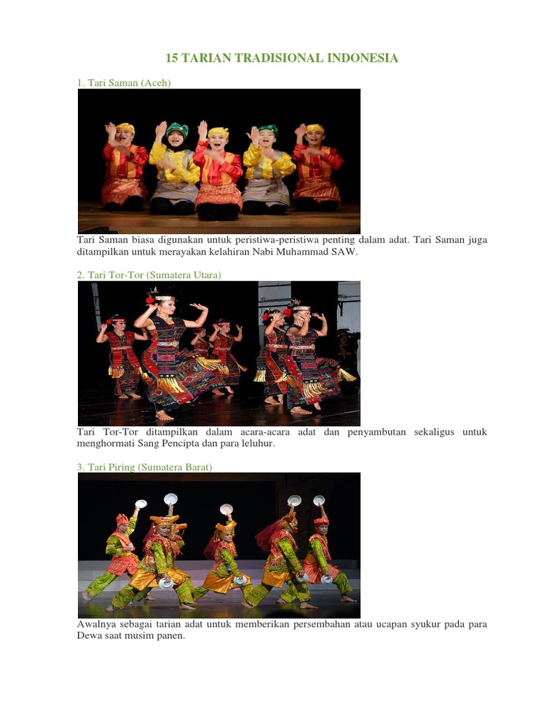 15 Tarian Tradisional Indonesia | PDF