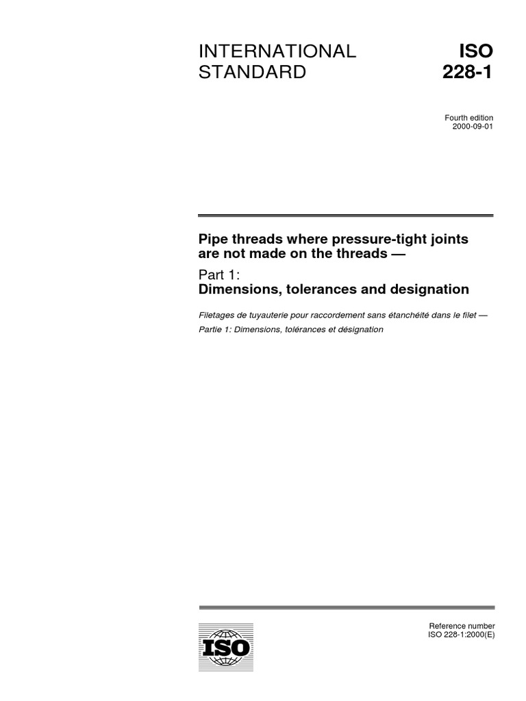 ISO 228-1-2000 Pipe Threads Where Pressure-Tight Joints Are Not Made On ...