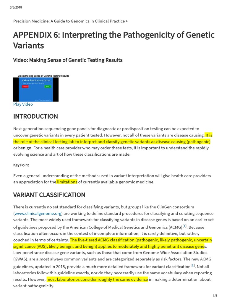 Variant Classification | PDF | Genome Wide Association Study | Genetics