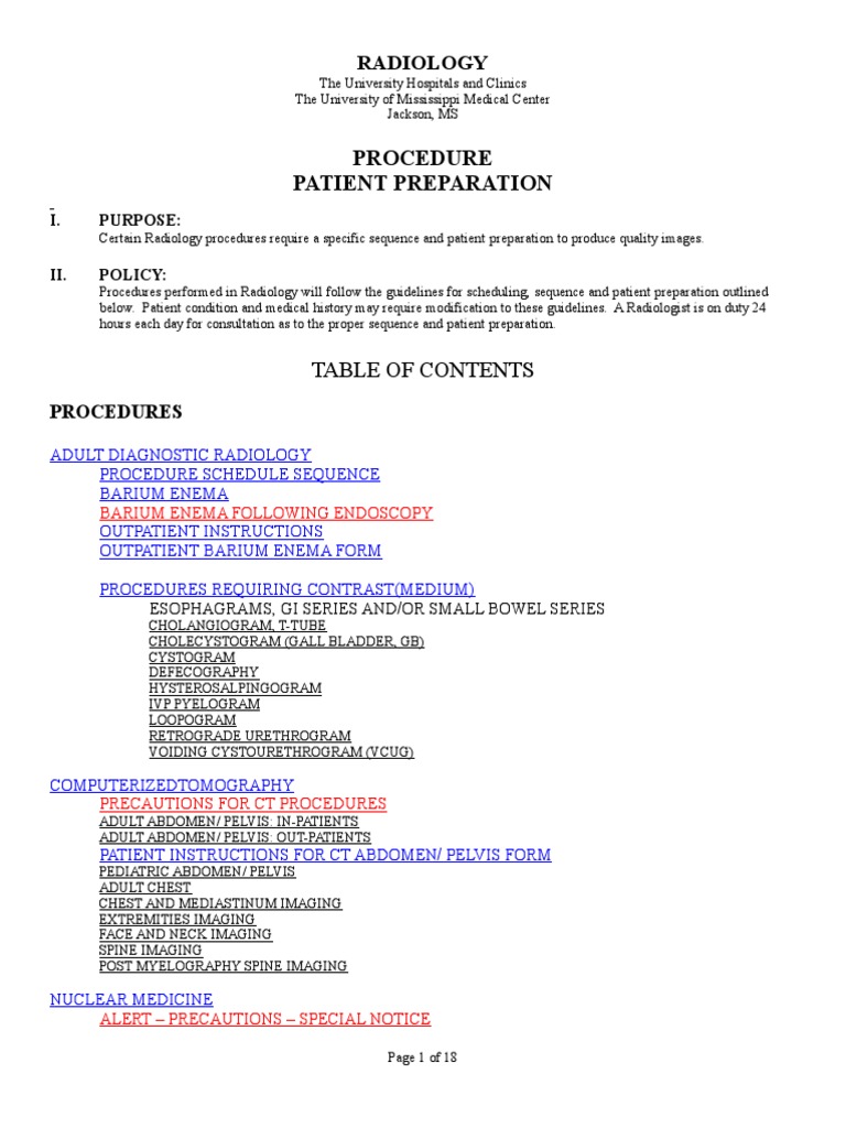 Patient Prep Manual Pdf Radiology Nuclear Medicine