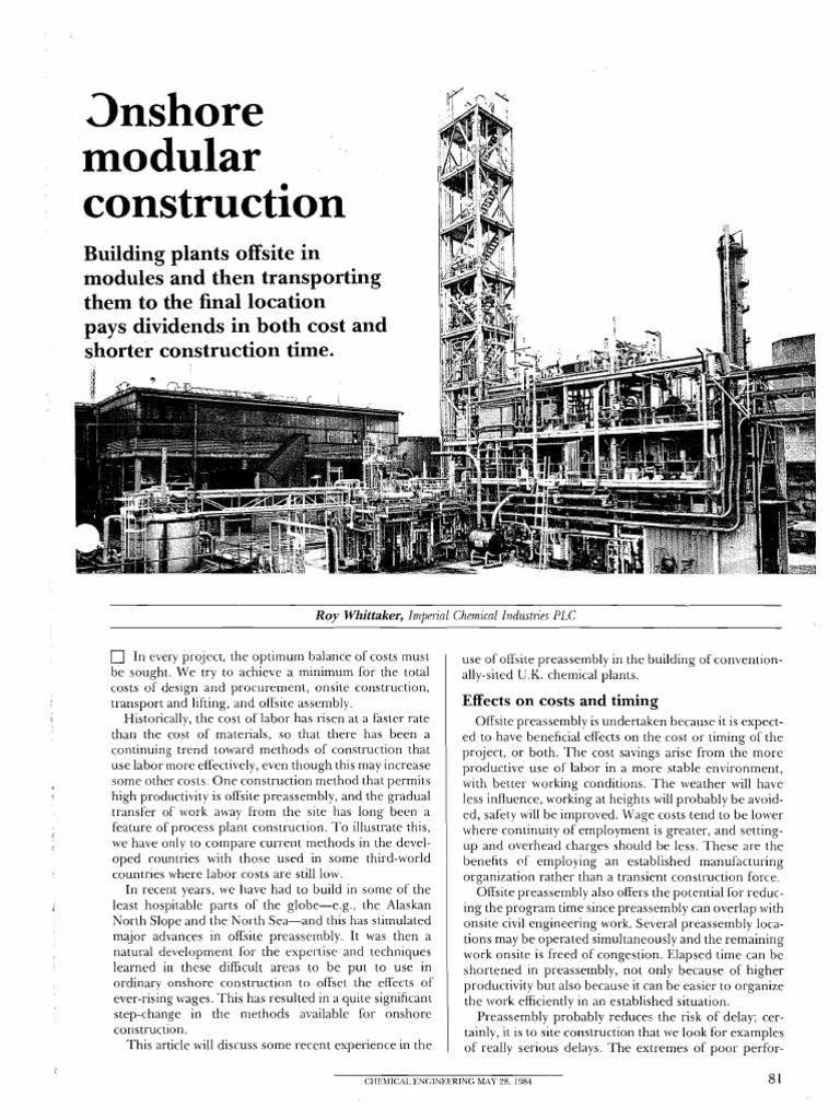 Onshore Modular Construction | PDF | Labour Economics | Production And ...