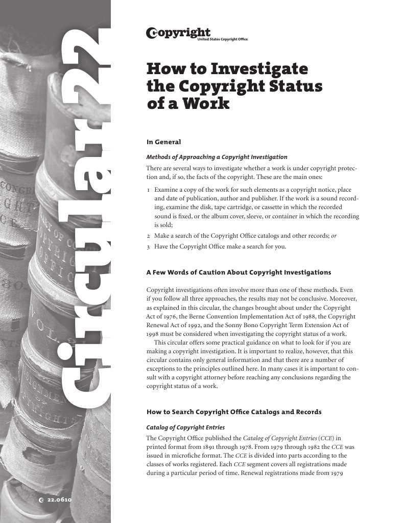 How To Investigate The Copyright Status of A Work | PDF | United States ...