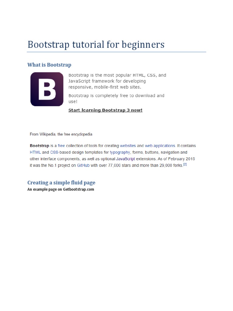 Bootstrap Tutorial For Beginners | PDF