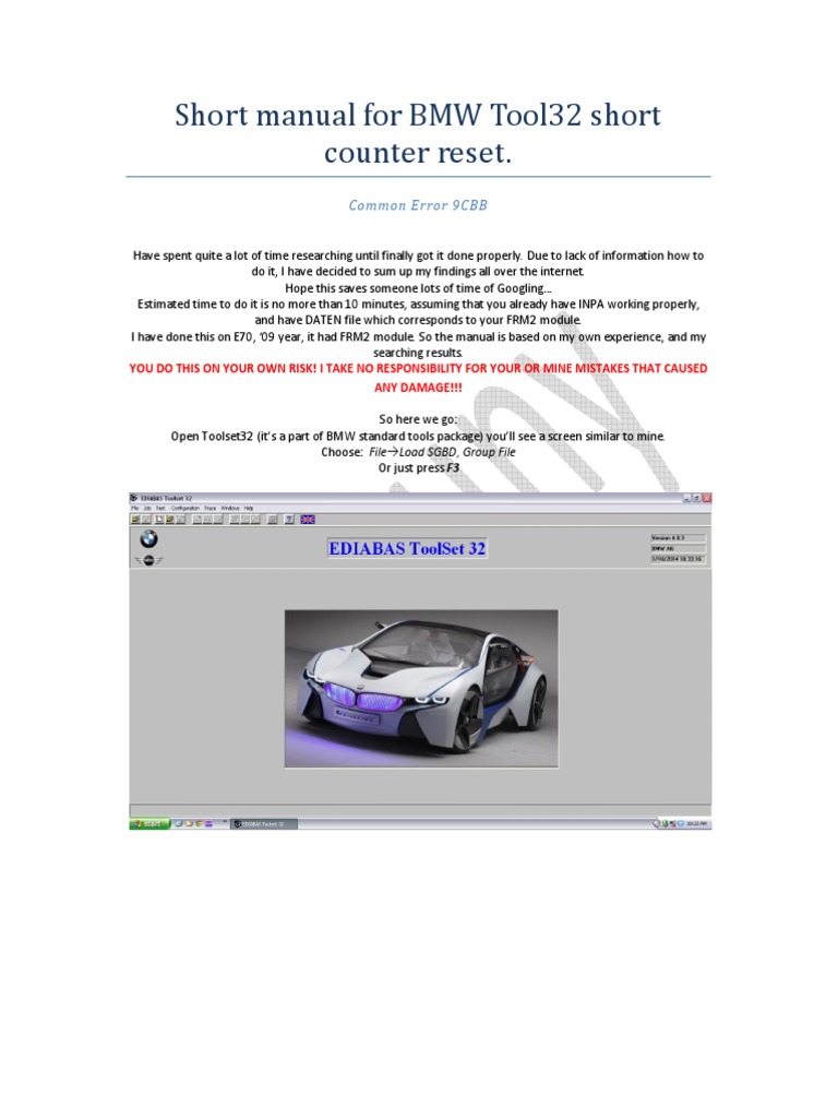 BMW Tool32: FRM2 Reset Guide | PDF | Computing | Software