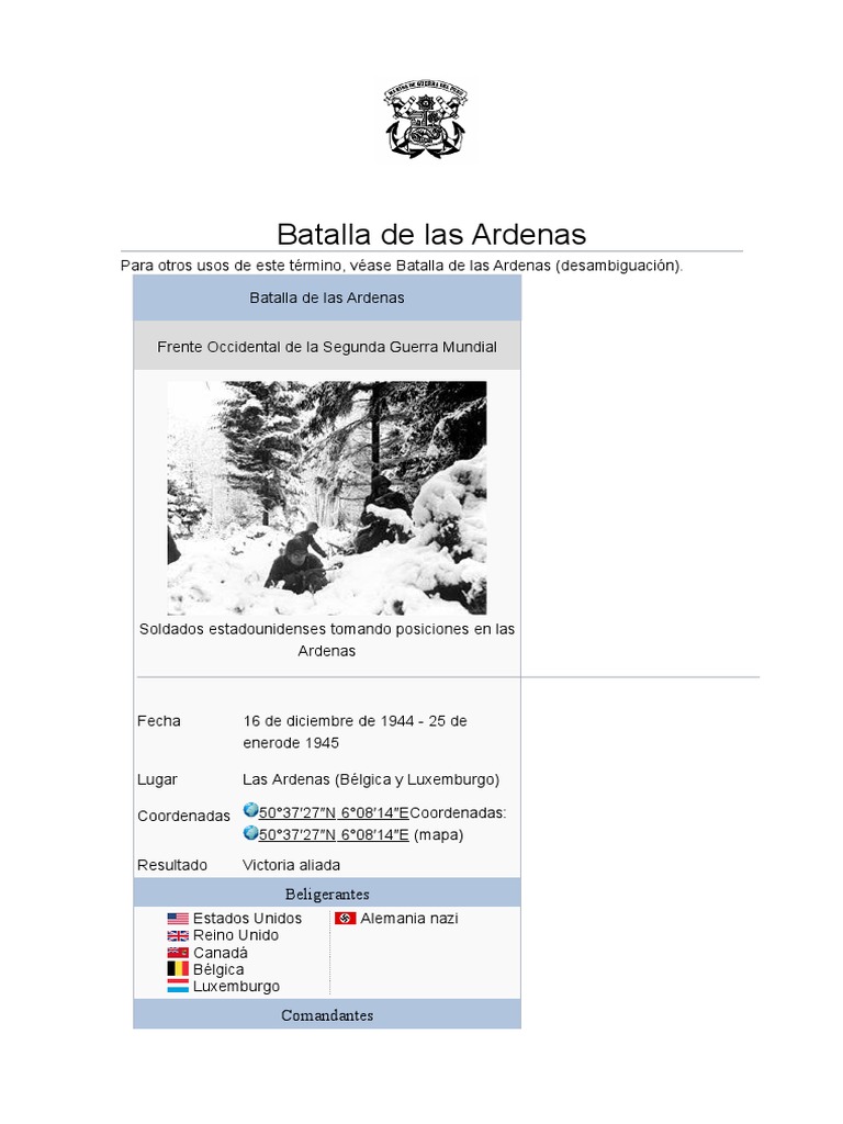 Batalla de las Ardenas: Clave en WWII | PDF | Guerra | Teatro de la ...