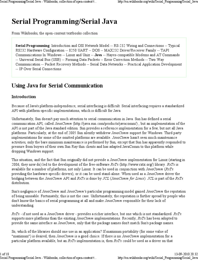 Java Serial Programming Guide | PDF | Java (Programming Language) | Application Programming ...