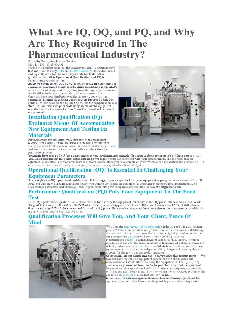 Process Validation - IQ, OQ, PQ | Verification And Validation | Business