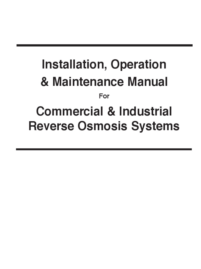 Installation Instructions For Commercial RO Systems | PDF | Membrane ...