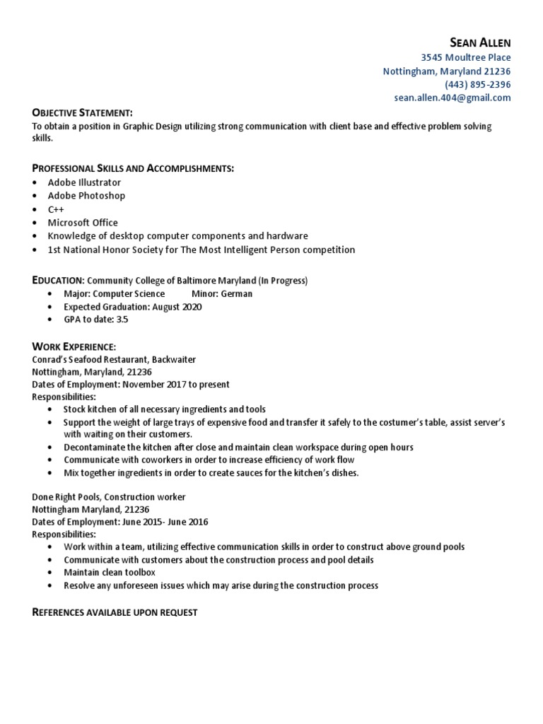 Sean Allen Resume | PDF