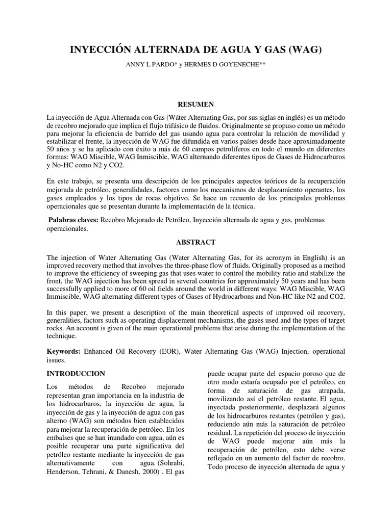 Inyección WAG: Eficiencia y Desafíos | PDF | Aluminio | Corrosión