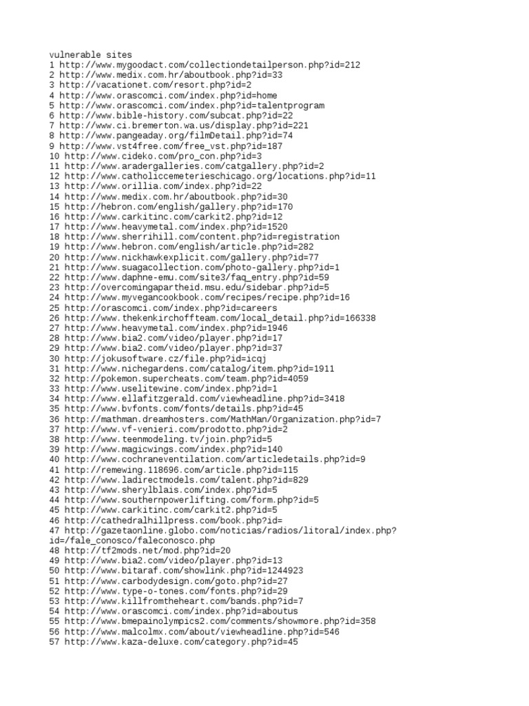 Vulnerable Sites | PDF