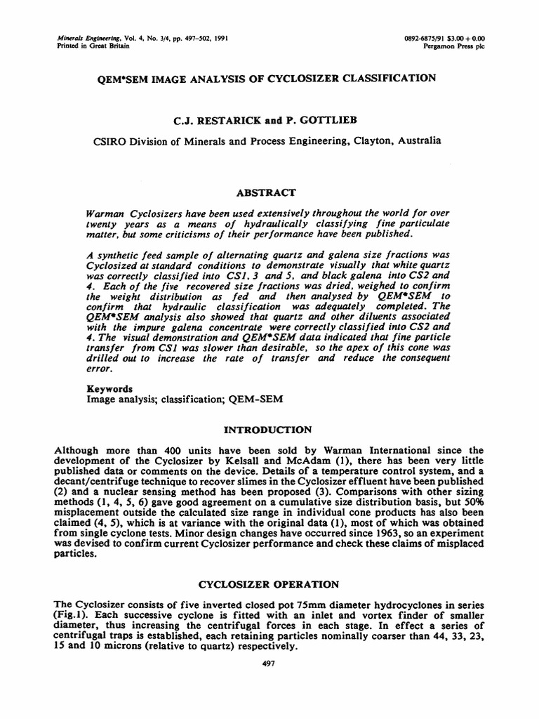 Qem-Sem Image Analysis of Cyclosizer Classification | PDF | Scanning ...