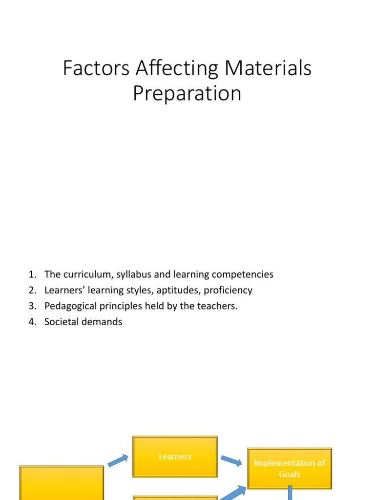 Factors Affecting Materials Preparation | PDF