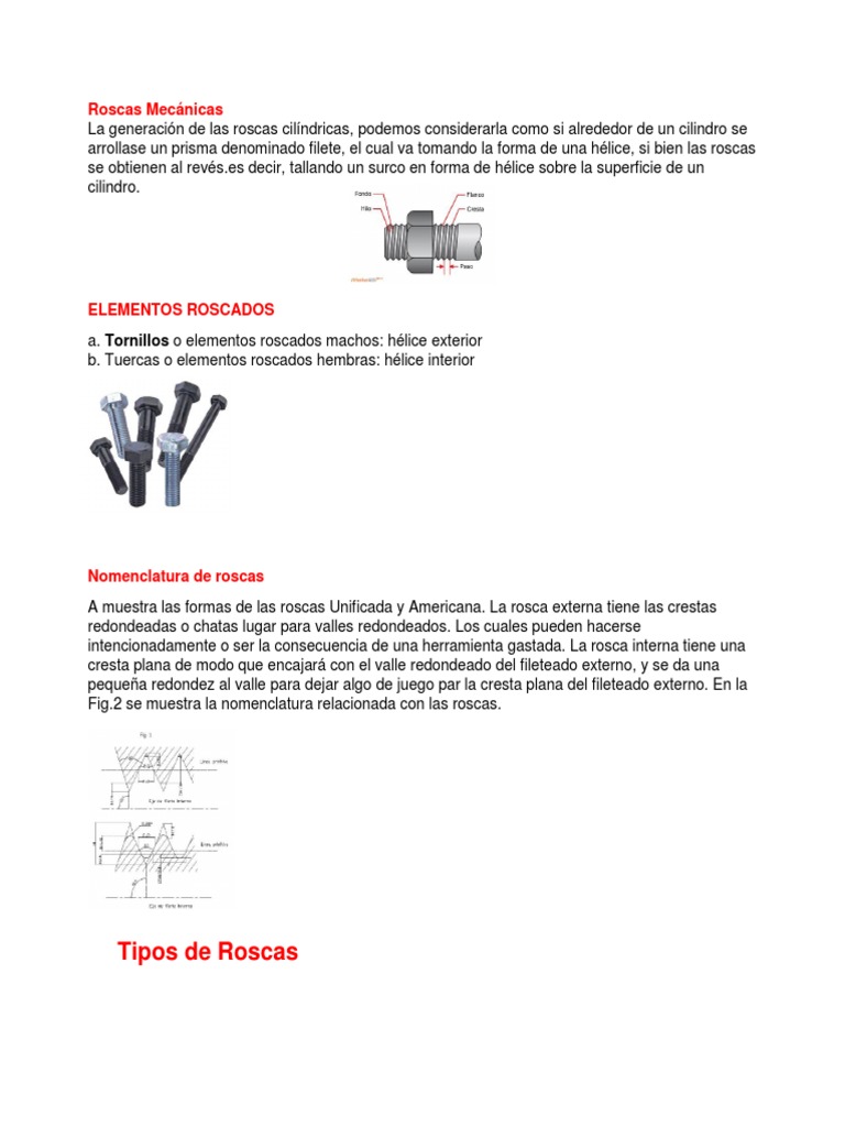 Roscas Mecánicas | PDF | Remache | Tornillo