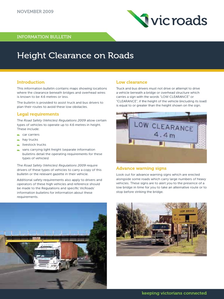 Height Clearance On Roads: Information Bulletin | PDF | Tram | Road