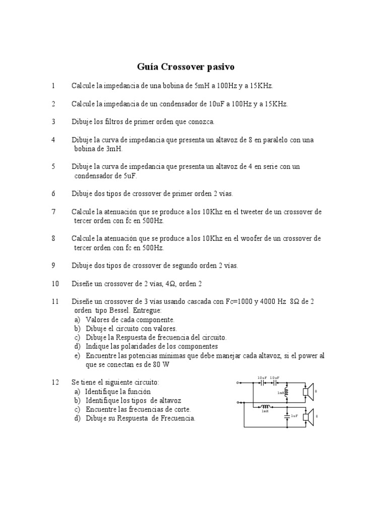 Guía Crossover Pasivo | PDF | Altoparlante | Filtro electronico