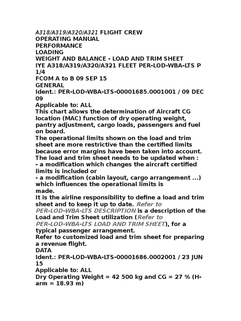 Load Sheet Explaination.1 | PDF