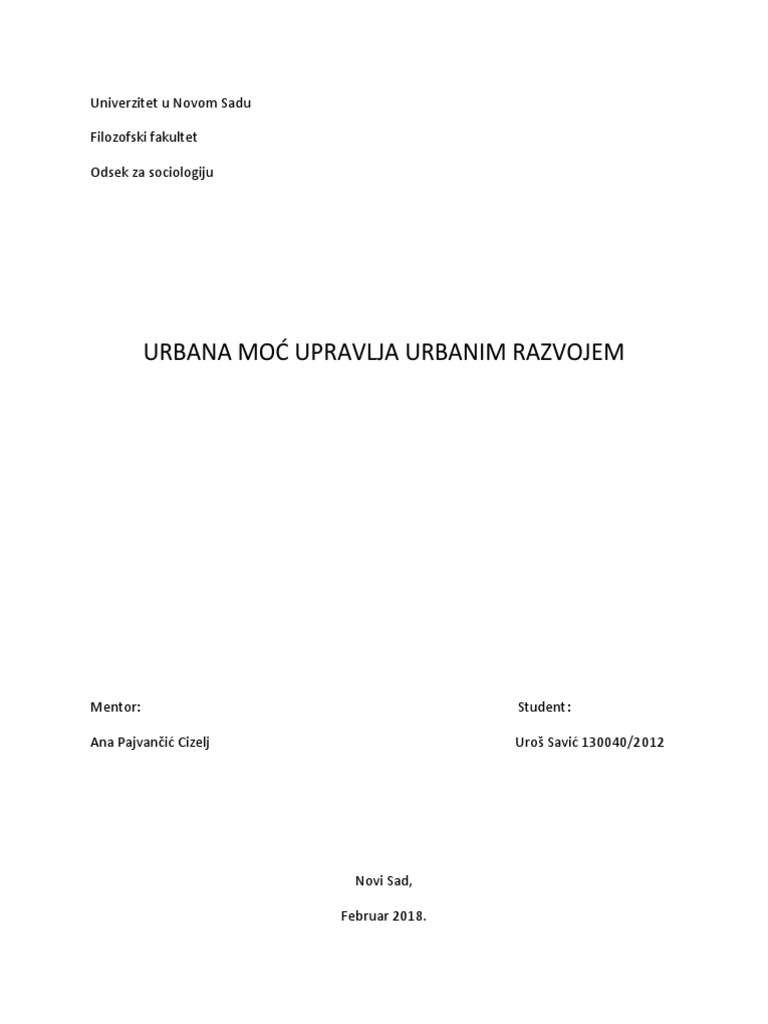 Sociologija Grada | PDF