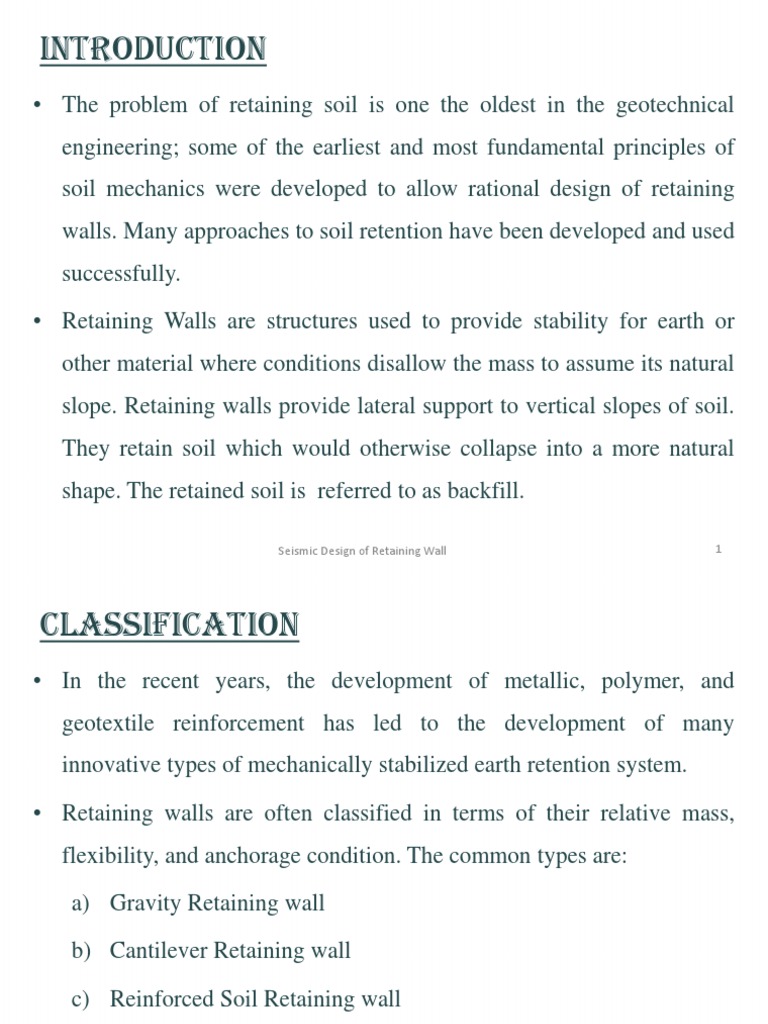Seismic Design of Retaining Walls | PDF | Earthquakes | Force