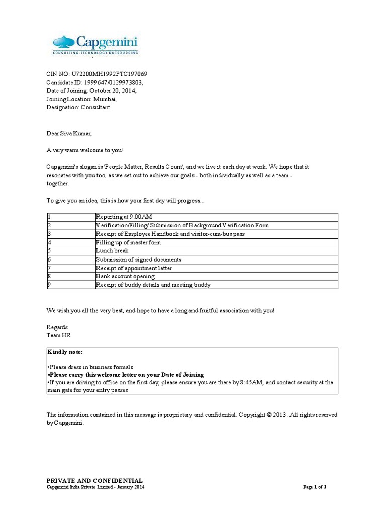 CG Offer Letter | PDF | Intellectual Property | Confidentiality