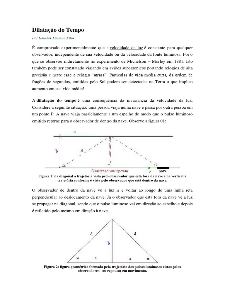 Dilatação Do Tempo | PDF | Velocidade da luz | Tempo