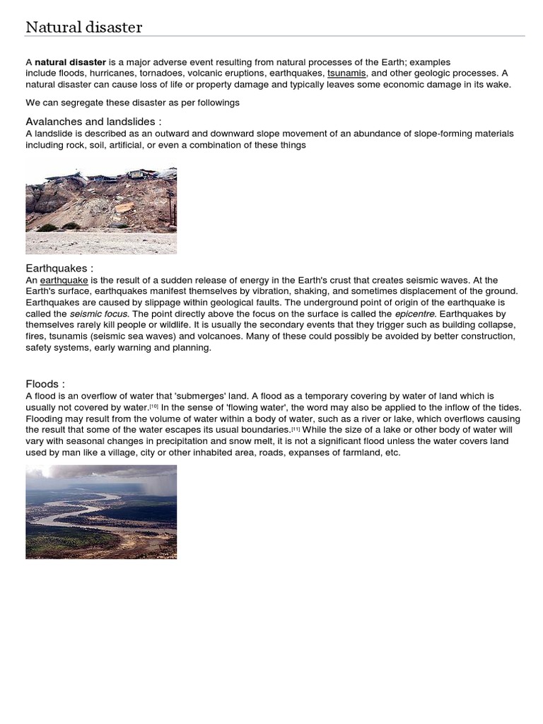 Natural Disaster: Avalanches and Landslides | PDF