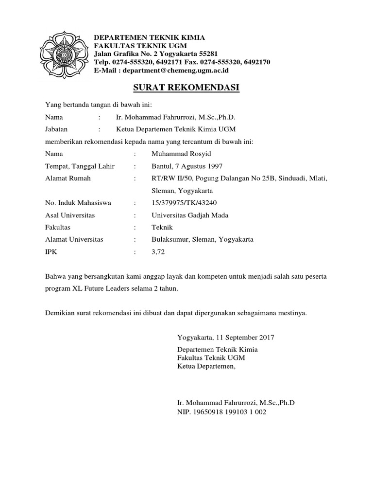 Surat Rekomendasi | PDF