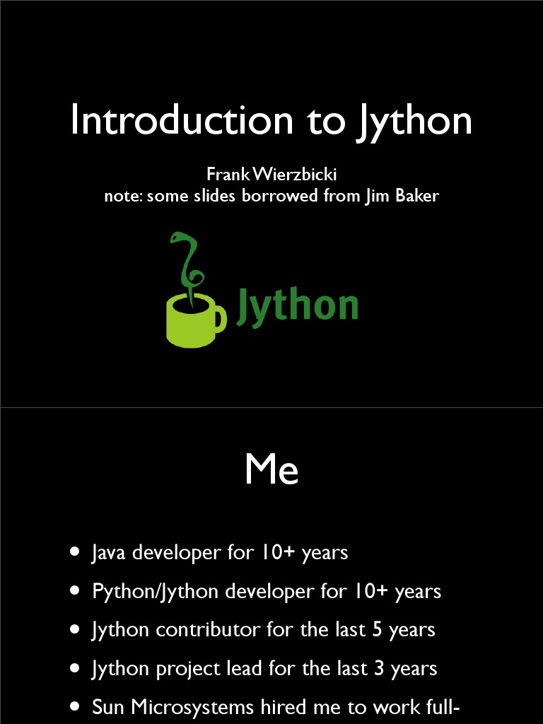 Introduction To Jython | PDF | Java (Programming Language) | Java Virtual Machine