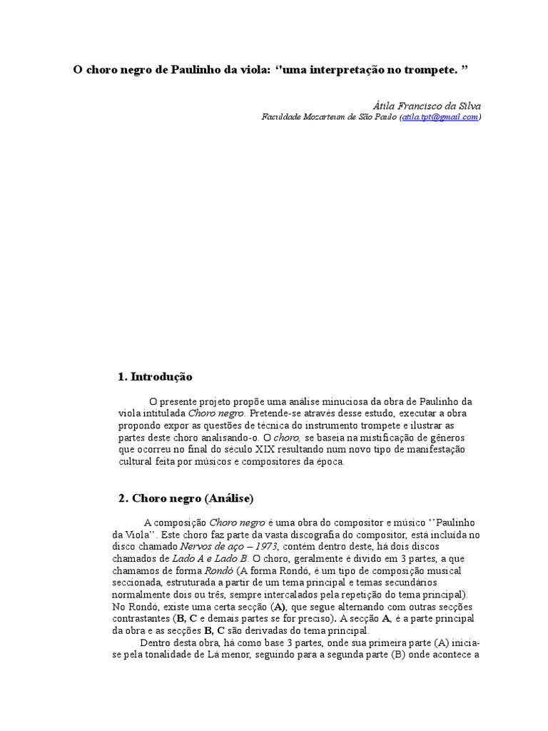 O Choro Negro de Paulinho Da Viola | PDF | Acorde (música) | Harmonia