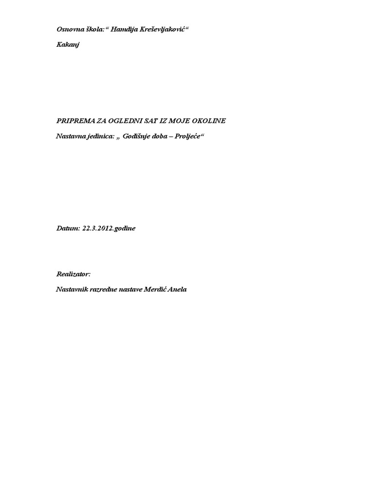 Ogledni Proljece | PDF