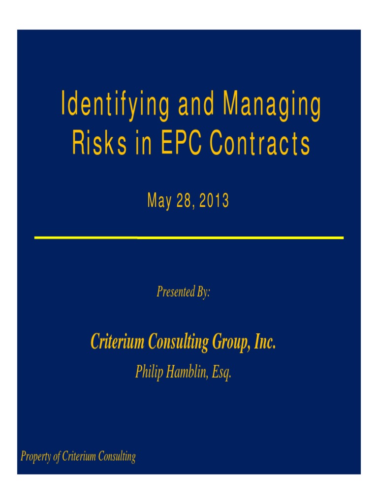 Identifying and Managing Risks in EPC Contracts - CRITERIUM CONSULTING ...