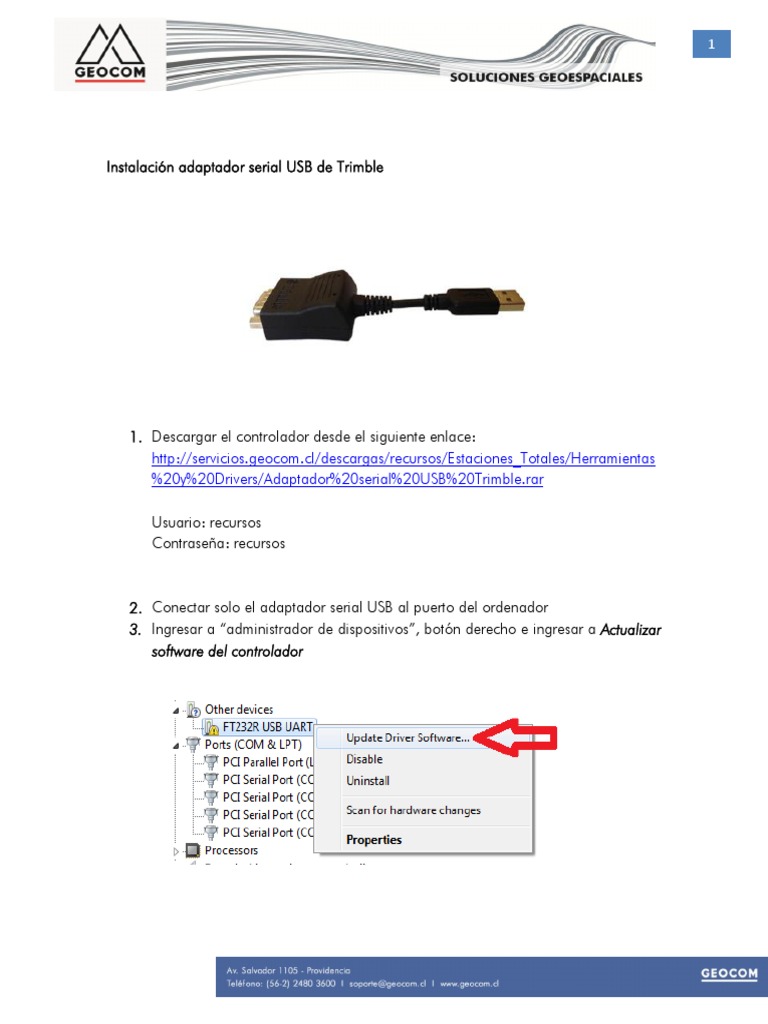 Adaptador Serial USB Trimble | PDF