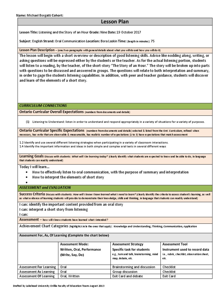 Lesson Plan: Curriculum Connections | PDF | Educational Assessment ...
