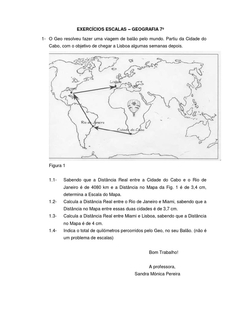 Exercícios Escalas – Geografia 7º
