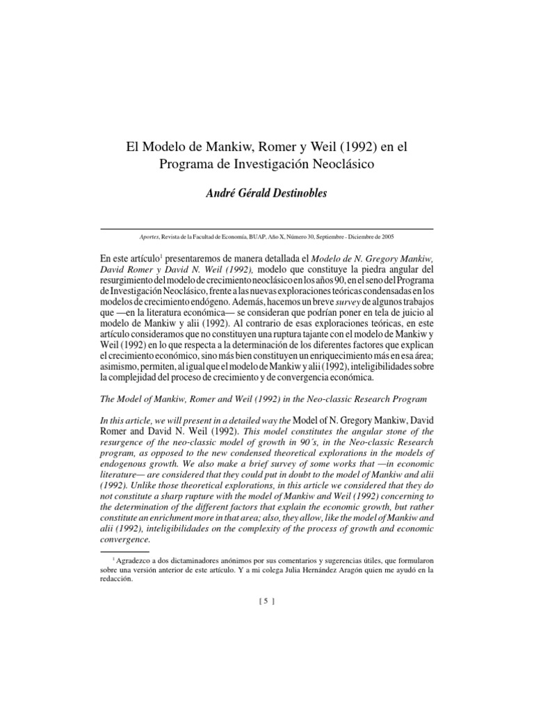 02 El Modelo de Mankiw, Romer y Weil en El Programa de Investigacion ...